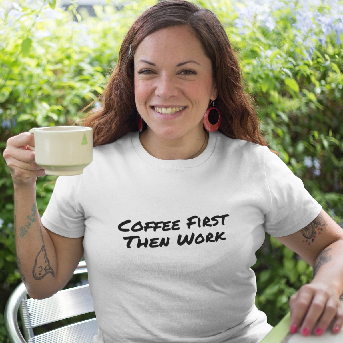 Coffee First Then Work T-Shirt – Funny Coffee Lover & Caffeine Addict ...